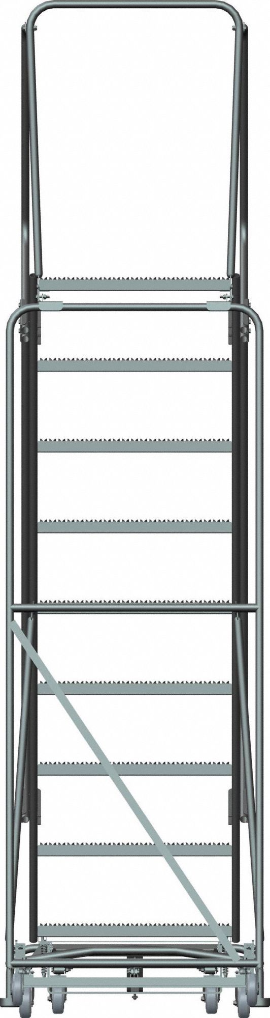 BALLYMORE 9-Step Rolling Ladder, Serrated Step Tread, 123 in Overall ...