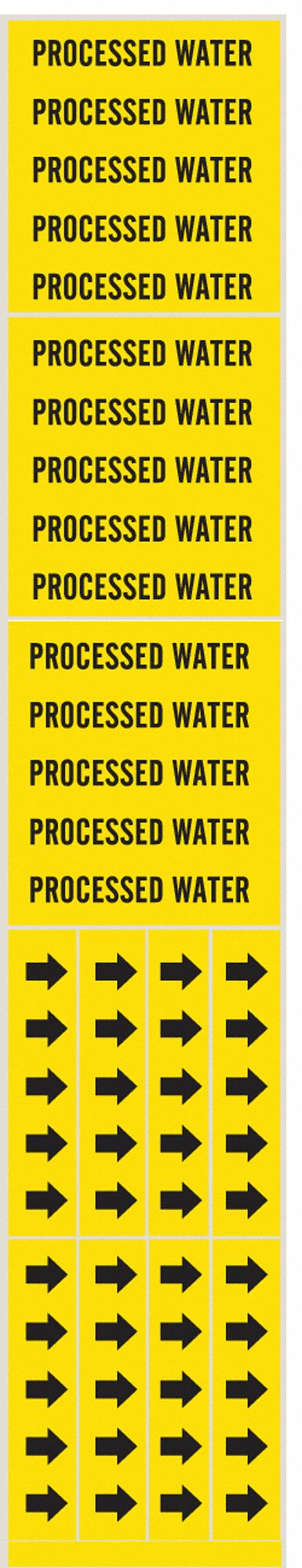 Processed Water, Yellow, Pipe Marker - 8VYA6|7225-3C - Grainger