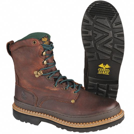 8 in Work Boot, 10, W, Men's, Brown, Plain Toe Type, 1 PR - Grainger