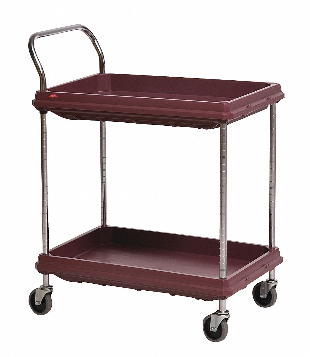 Raised Handle Utility Cart, 400 lb Load Capacity, Number of Shelves 2 ...