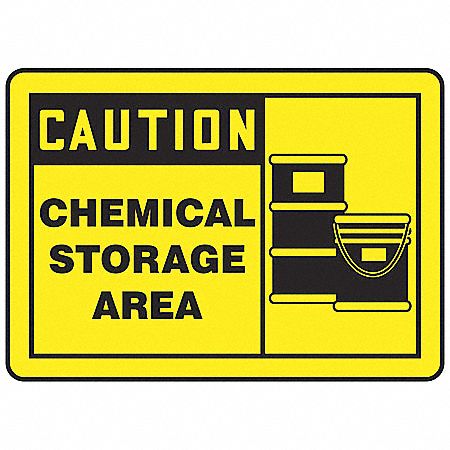 Caution Sign, Chemical Storage Area, Header Caution, Rectangle, 10 in ...