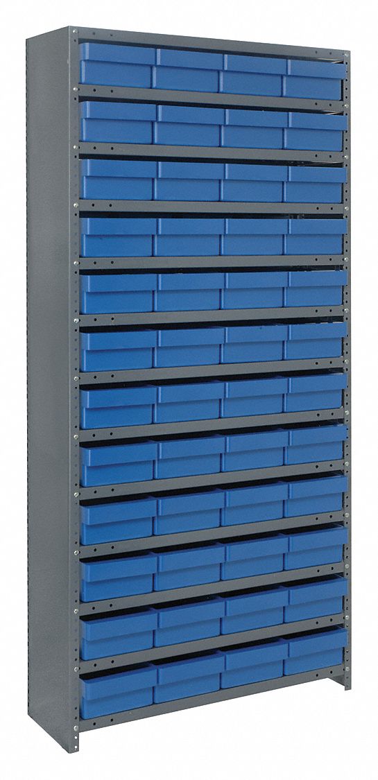 QUANTUM STORAGE SYSTEMS, 36 in x 18 in x 75 in, 1 Sided, Enclosed Bin ...