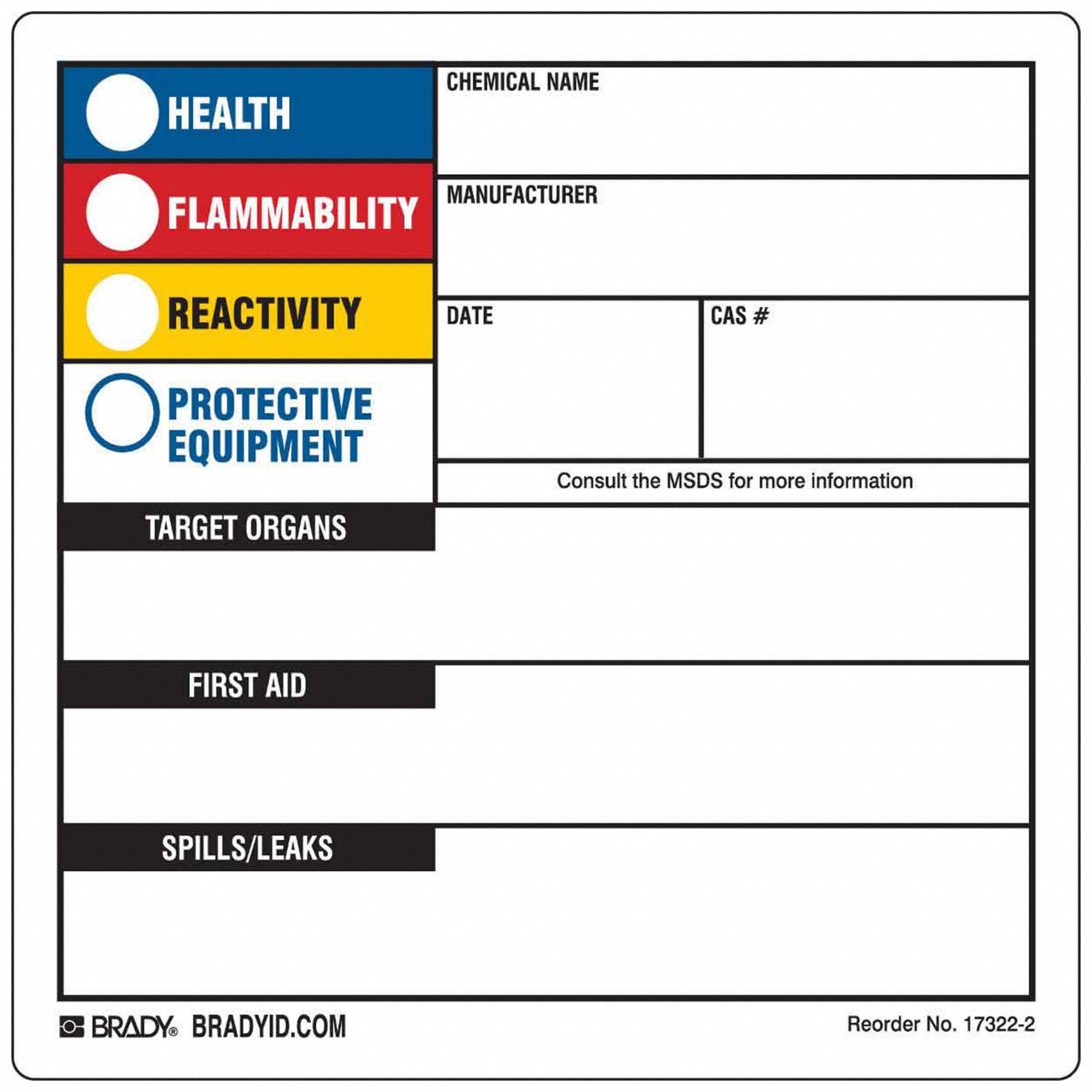 BRADY, 14 in Ht, 10 in Wd, Label - 8WY62|17322-2LS - Grainger