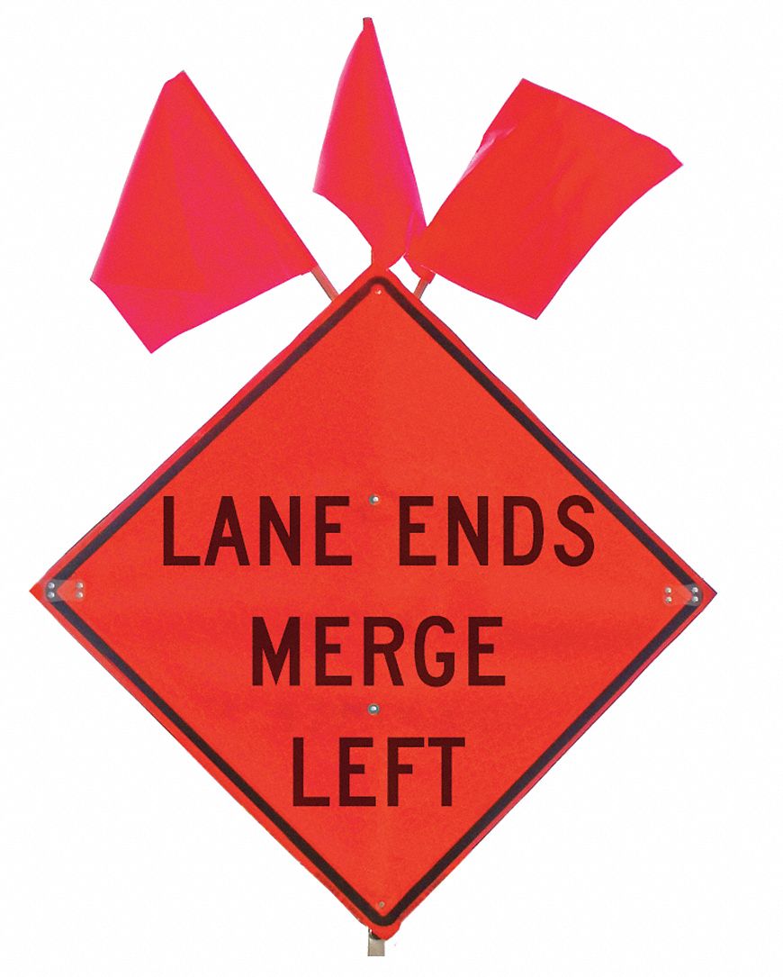 EASTERN METAL SIGNS AND SAFETY Lane Ends Traffic Sign, Sign Legend Lane ...