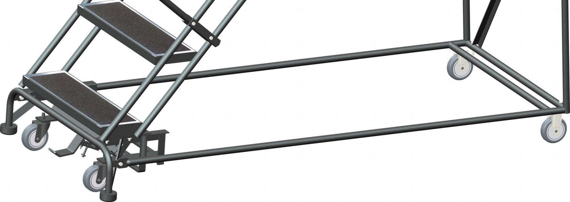 BALLYMORE 8-Step Rolling Ladder, Rubber Mat Step Tread, 113 in Overall ...