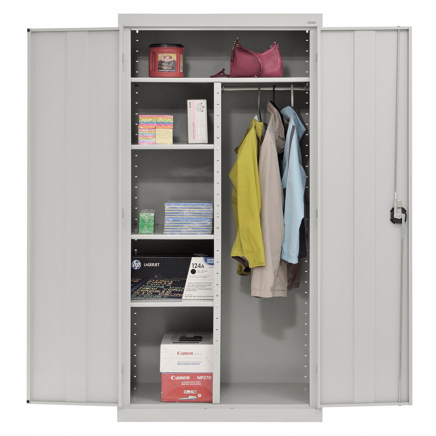 SANDUSKY Storage Cabinet: 36 in x 24 in x 72 in, 4 Shelves, Recessed ...