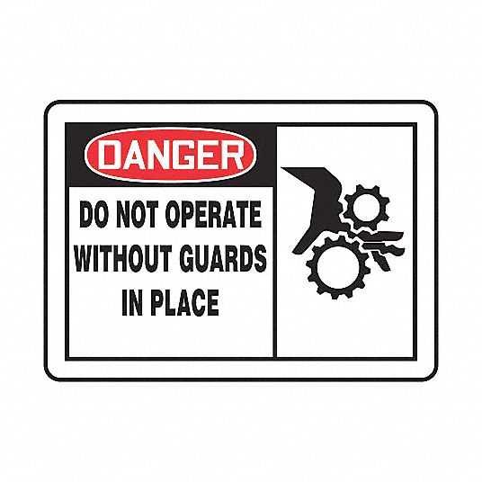 Aluminum, Danger Sign, 14" Width, 10" Height, White, With Mounting ...