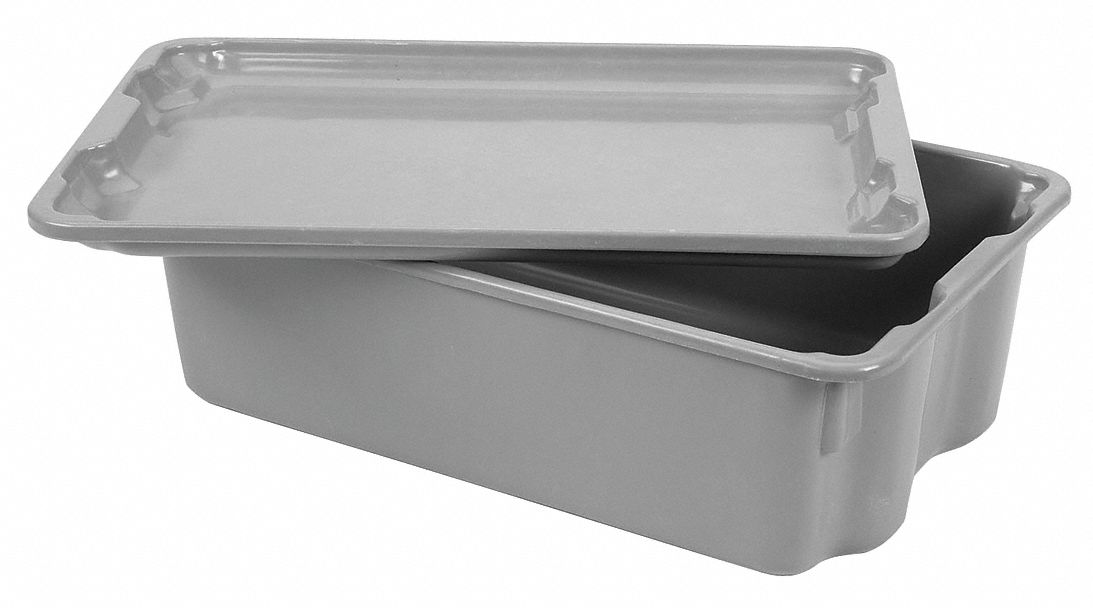 Heavy Duty Stack and Nest Container, Gray, 6 inH x 19 3/4 inL x 12 inW ...