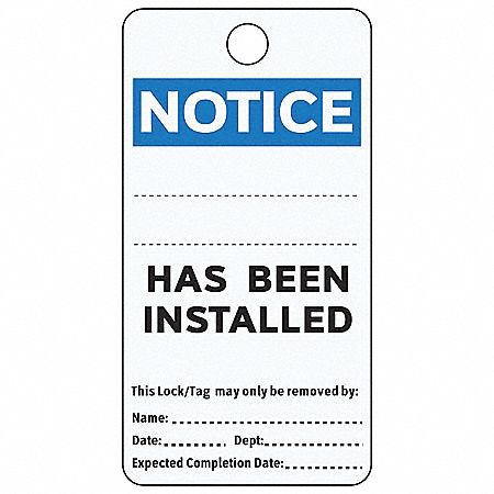 White, English, Notice Tag - 8XPZ2|5502V0 - Grainger
