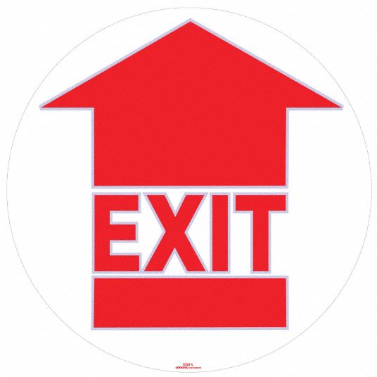 Vinyl, Exit Floor Sign, 17" Width, 17" Height, Double-Sided No ...