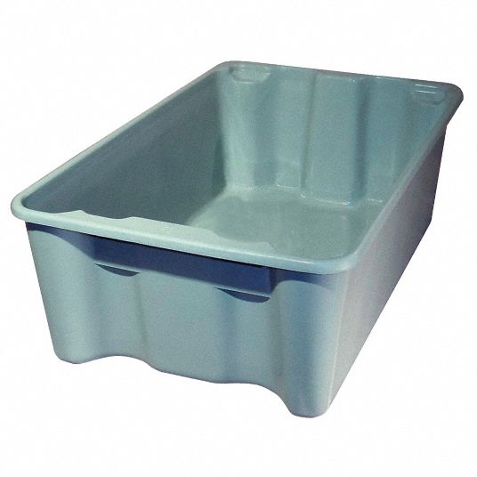 Heavy Duty Stack and Nest Container, Gray, 8 inH x 24 1/4 inL x 14 3/4 ...