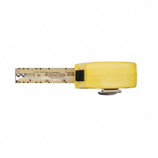 25 ft. Carbon Steel ADA Code Tape Measure, Yellow - Grainger