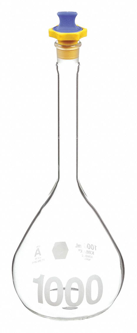 Borosilicate Glass, 1 L Capacity - mL, Volumetric Flask - 8YR35|92812P ...