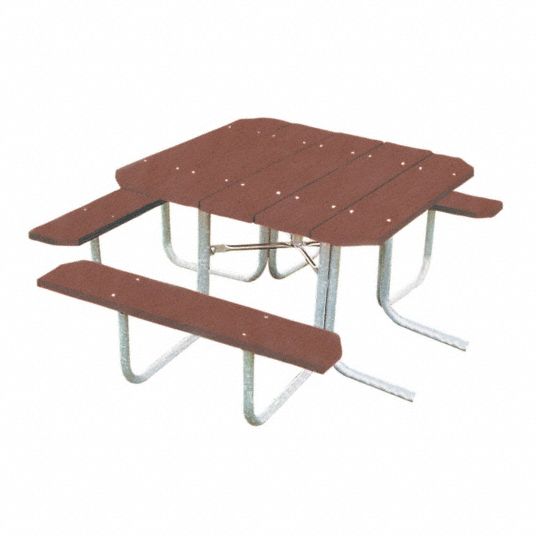 ULTRASITE, Vandal Resistant Resinwood, Brown, ADA Picnic Table - 8ZA71 ...