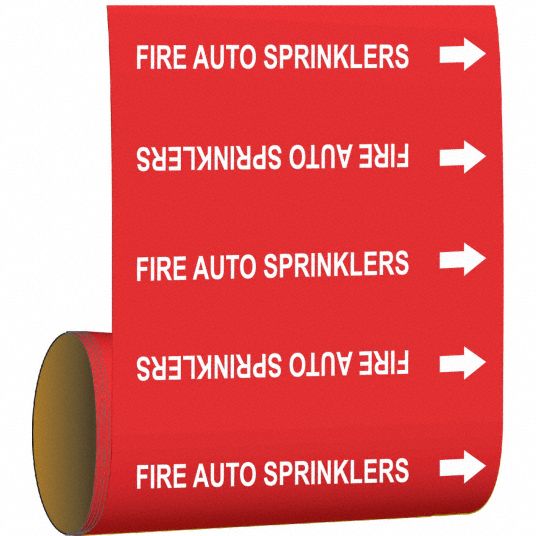 Fire Auto Sprinklers, Red, Pipe Marker - 8ZAM7|41461 - Grainger