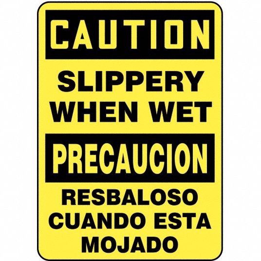 ACCUFORM Spanish-Bilingual Caution Sign, Aluminum, Rectangle, English ...