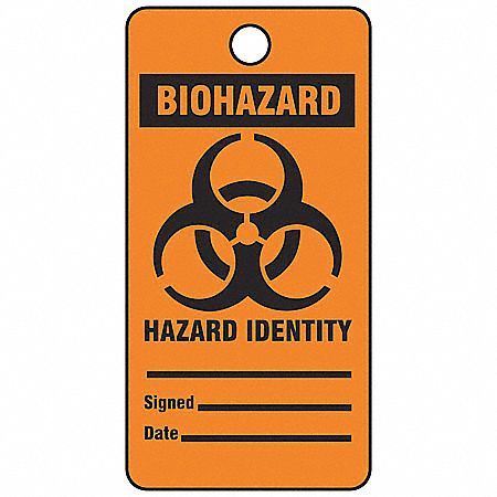 Orange, 25, Biohazard Mini Tags - 8ZE89|22352 - Grainger