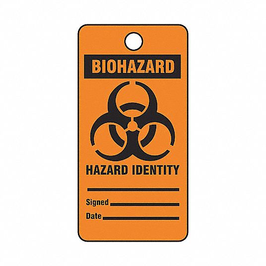 Orange, 25, Biohazard Mini Tags - 8ZE89|22352 - Grainger