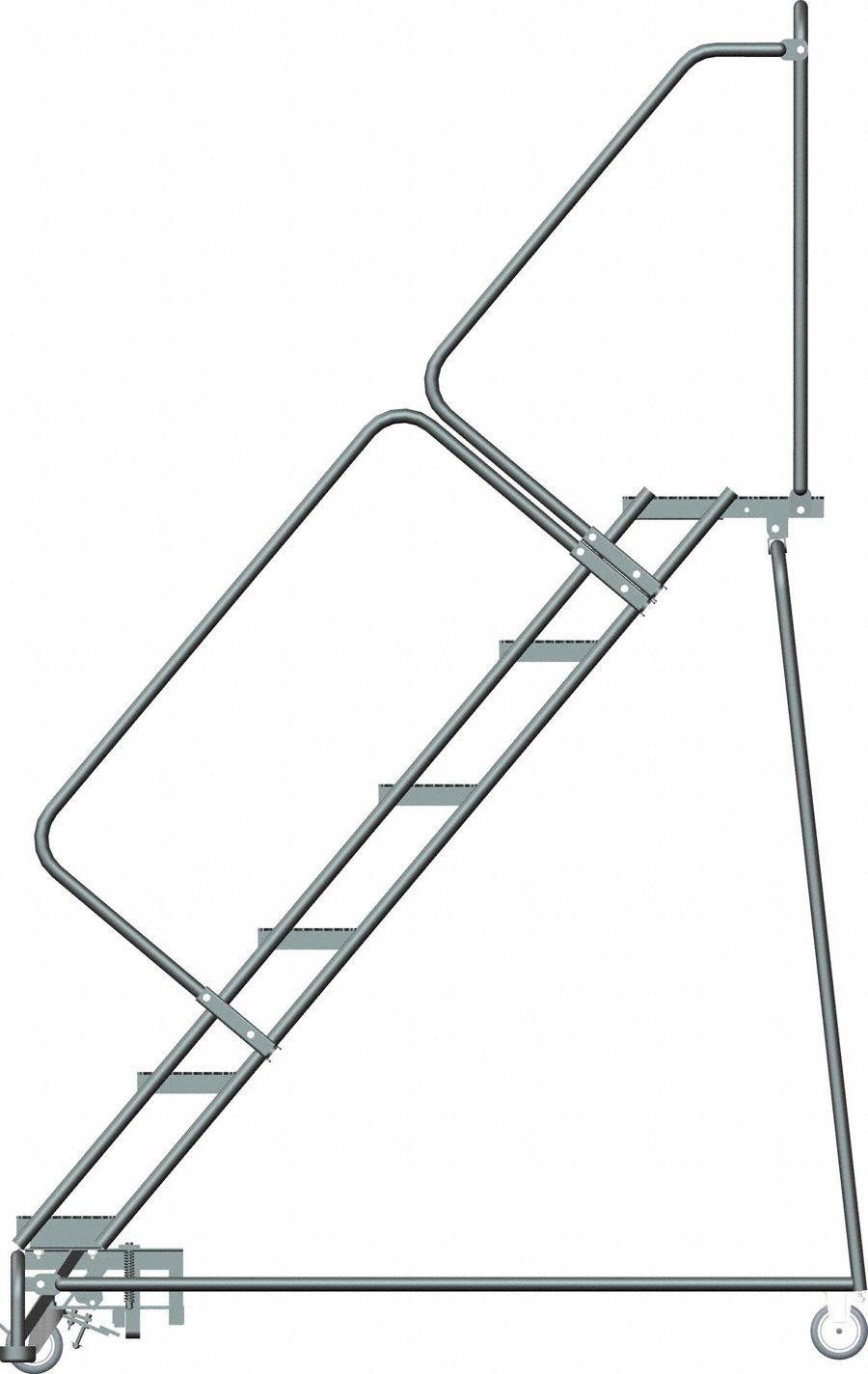 BALLYMORE 6-Step Rolling Ladder, Expanded Metal Step Tread, 93 in ...