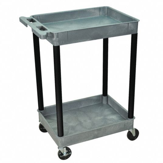 Flat Handle Utility Cart, 200 lb Load Capacity, Number of Shelves 2, 24 ...