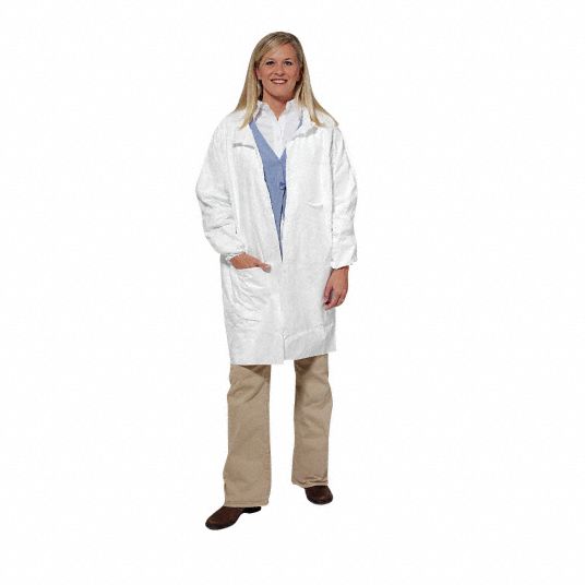 Disposable Lab Coat, XL, White - Grainger