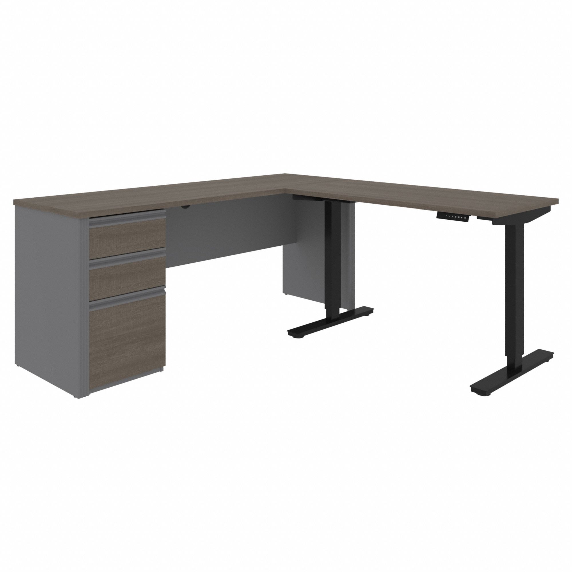 BESTAR, Bark Grey/Slate, Office Furniture Kit with Fixed- and ...