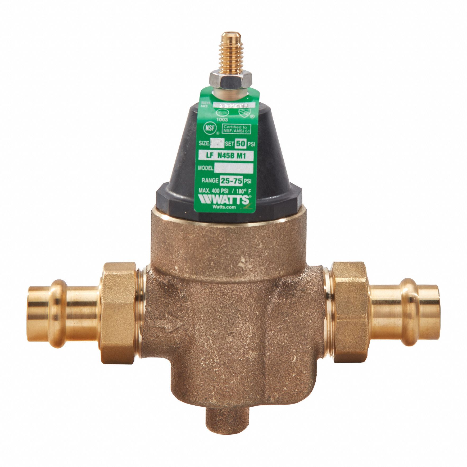 WATTS REGULATOR, Press x Press, 3/4 in Pipe Size, Water Pressure ...