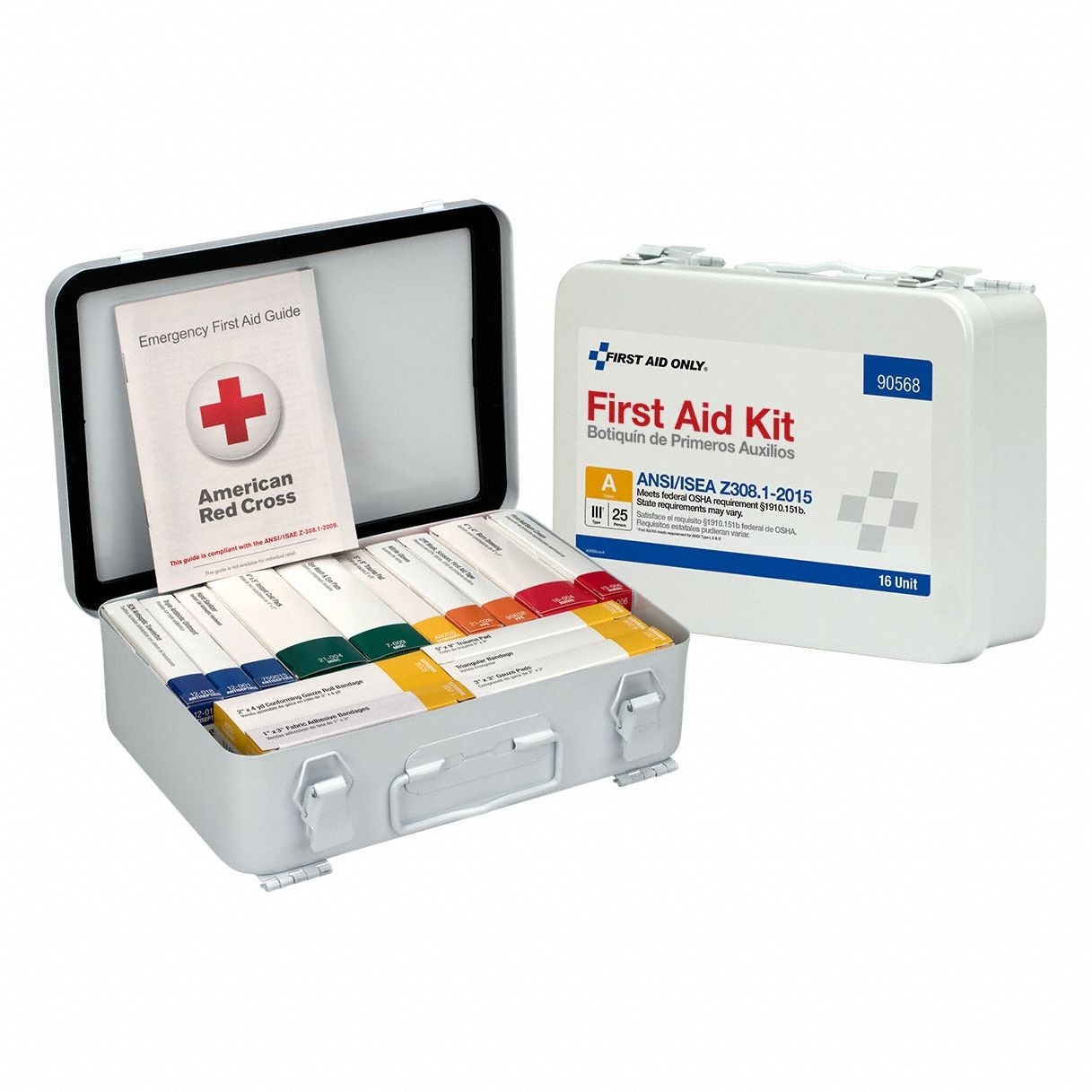84 Components, ANSI/ISEA Z308.1-2015, First Aid Kit and Housing ...