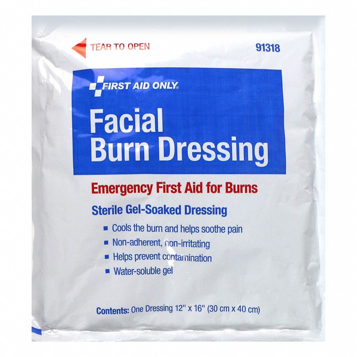 FIRST AID ONLY, 16 in Dressing Lg, 12 in Dressing Wd, Facial Burn ...