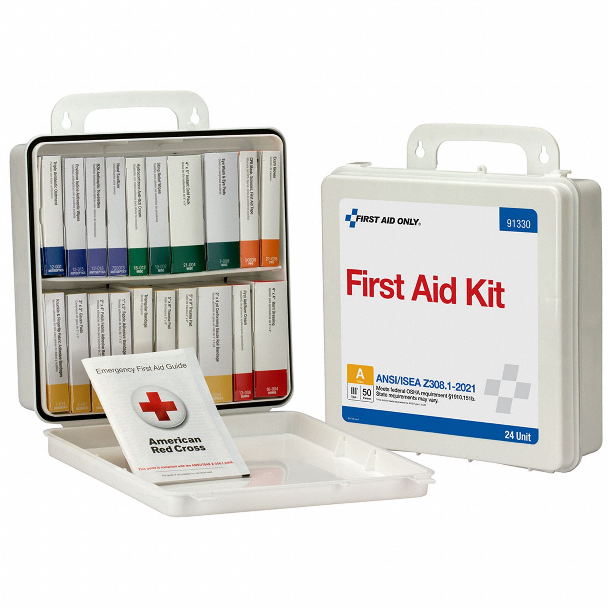 FIRST AID ONLY, 130 Components, ANSI/ISEA Z308.1-2021, First Aid Kit ...