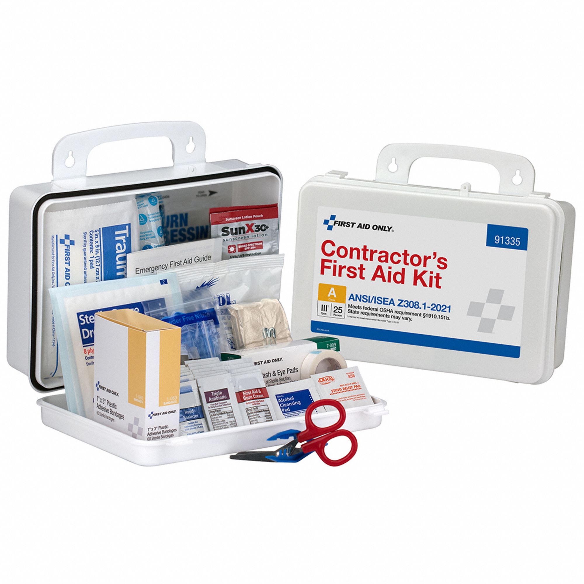 FIRST AID ONLY, 131 Components, ANSI/ISEA Z308.1-2021, First Aid Kit ...