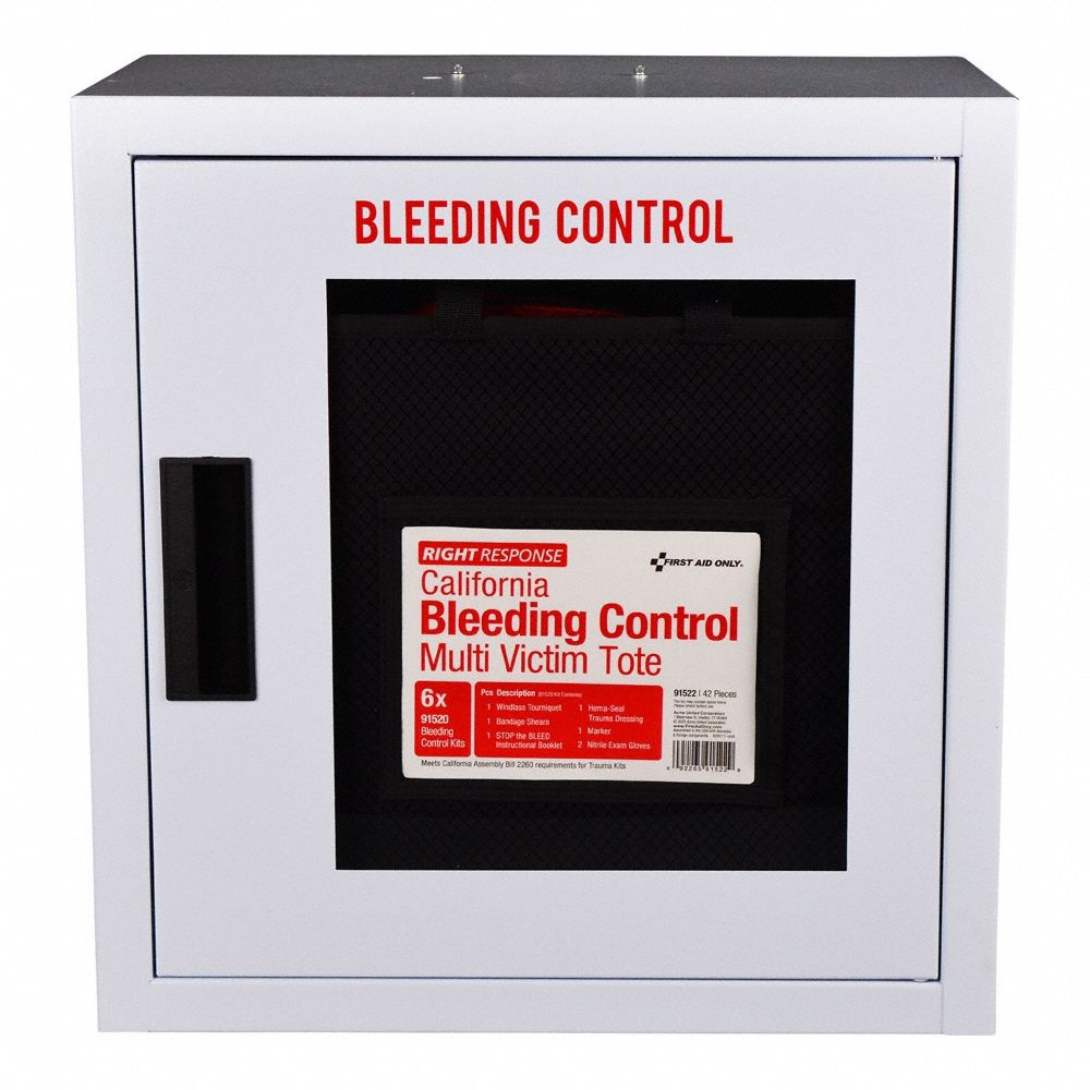 FIRST AID ONLY, Metal Cabinet, 6 People Served, Bleed Control Kits ...