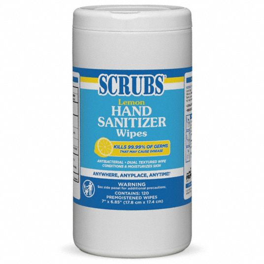 SCRUBS, Canister, 120 Wipes per Container, Hand Sanitizer Wipes - 2FLL9 ...
