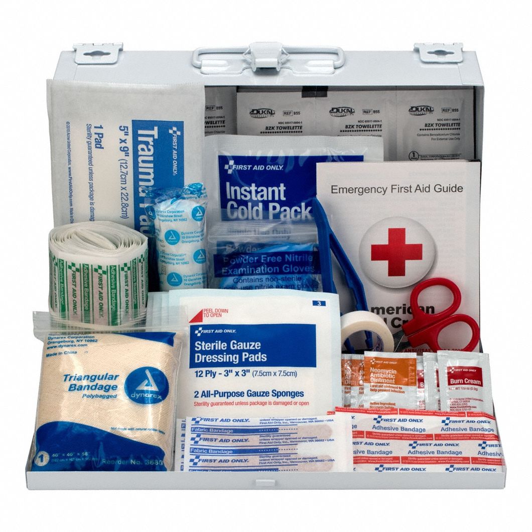 FIRST AID ONLY, Industrial, 25 People Served, First Aid Kit and Housing ...