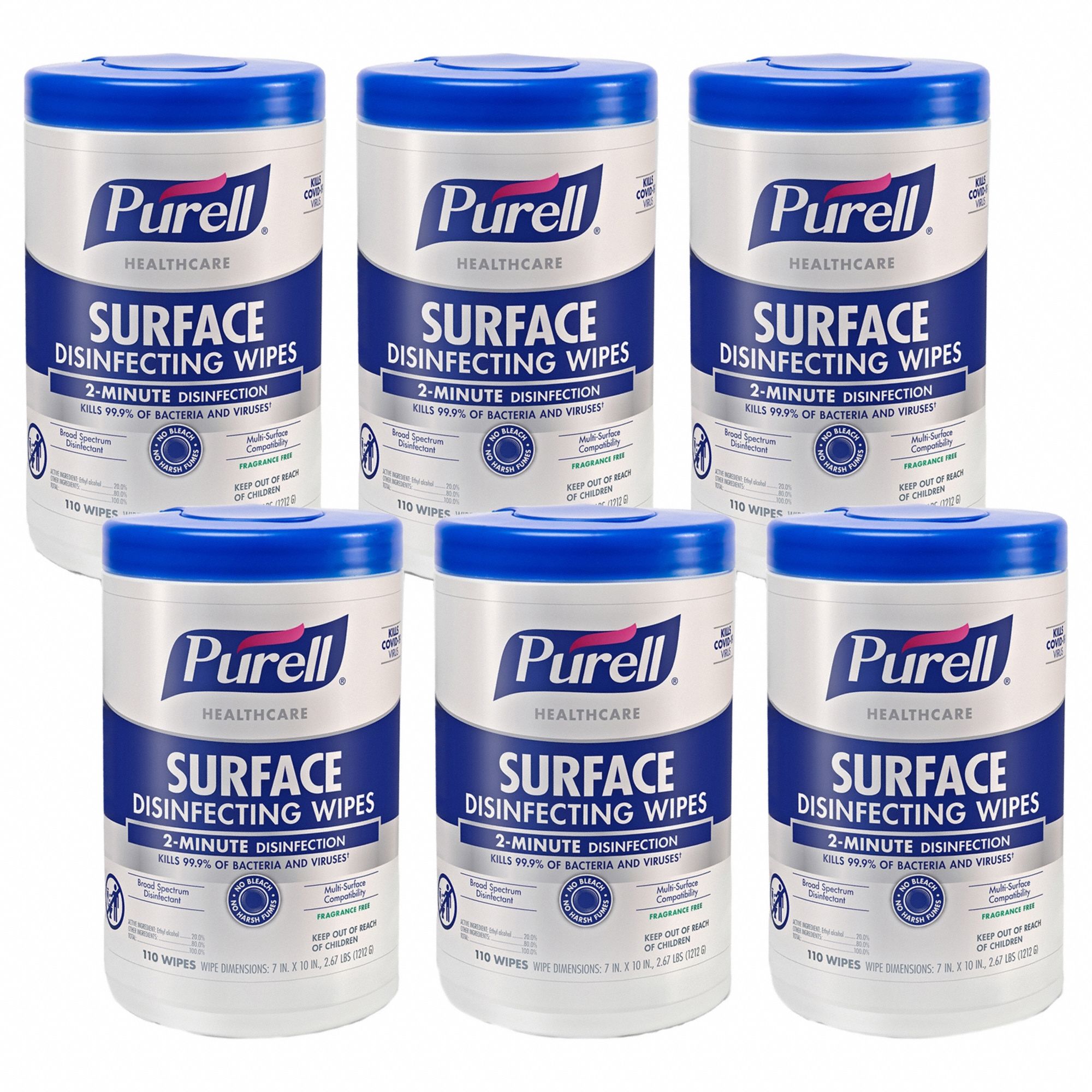 PURELL, Canister, Ready to Use, Surface Disinfecting Wipes - 800D08 ...