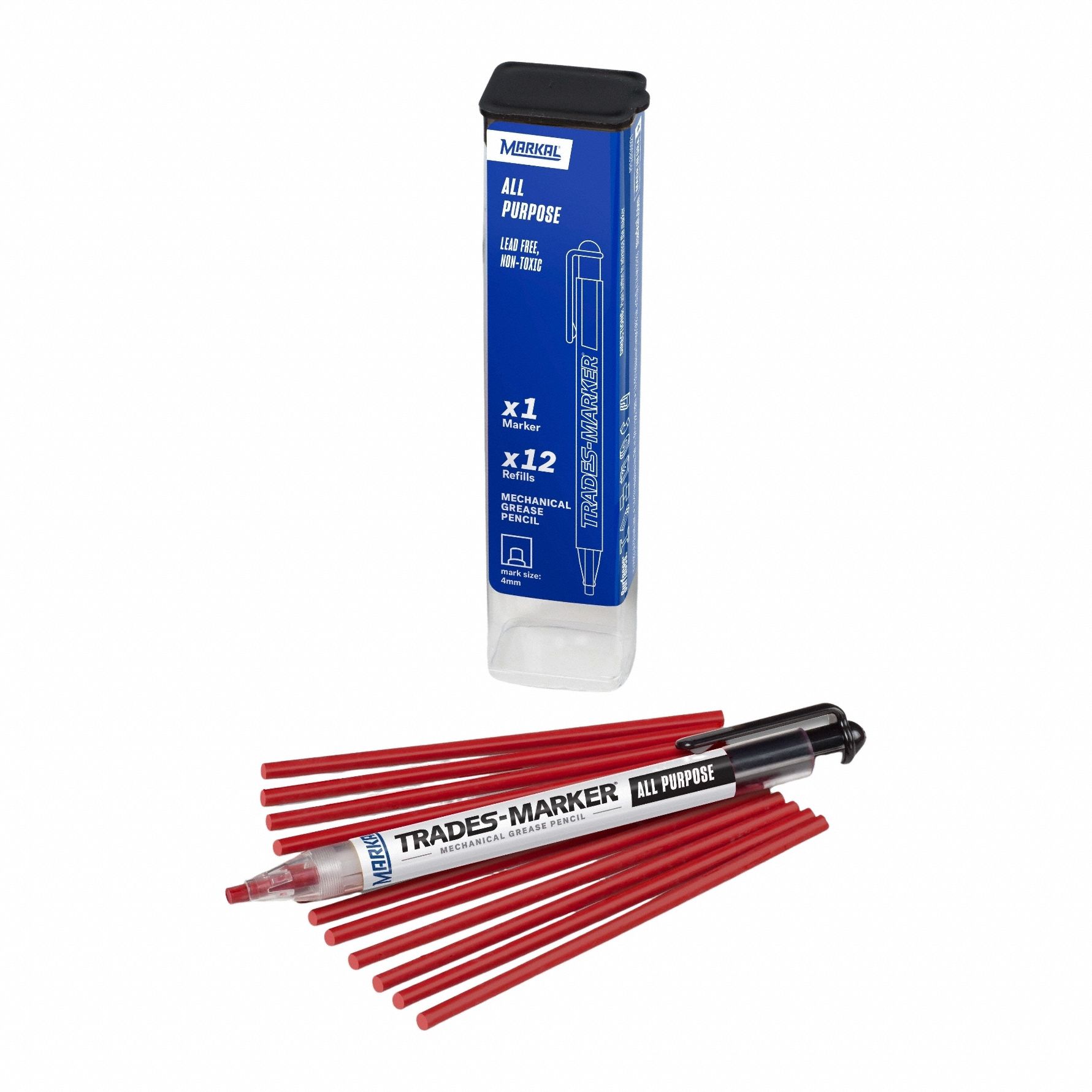 MARKAL, Mechanical Grease Pencil Kit, 3 mm Tip Wd, Paint Marker ...