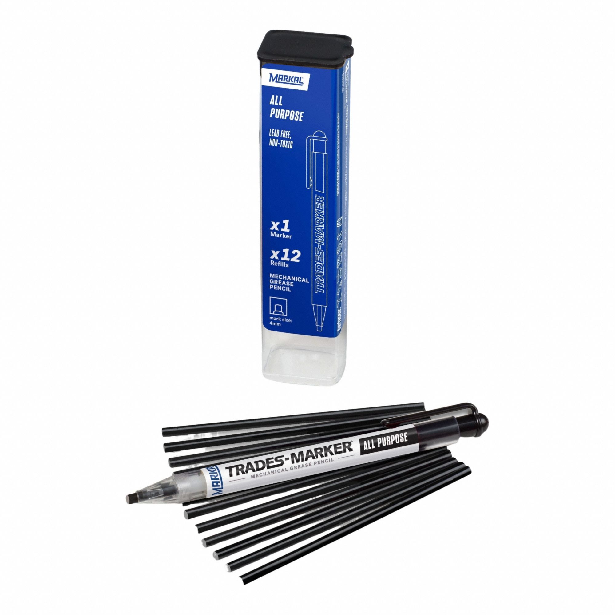 MARKAL, Mechanical Grease Pencil Kit, 3 mm Tip Wd, Paint Marker ...