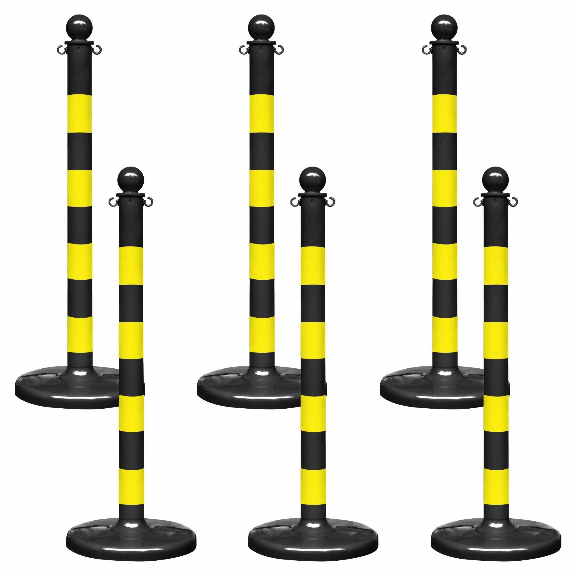 40 in Overall Ht, Black/Yellow, Medium Duty Stanchion - 3JVA5|96429-6 - Grainger