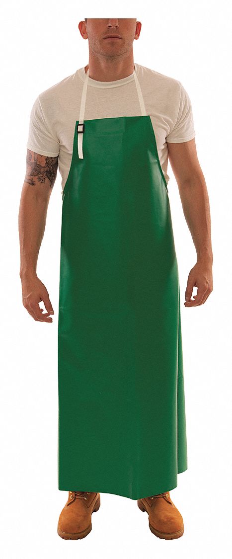 TINGLEY Mandil con Peto , Verde , Longitud 48" , Ancho 36" , Material ...