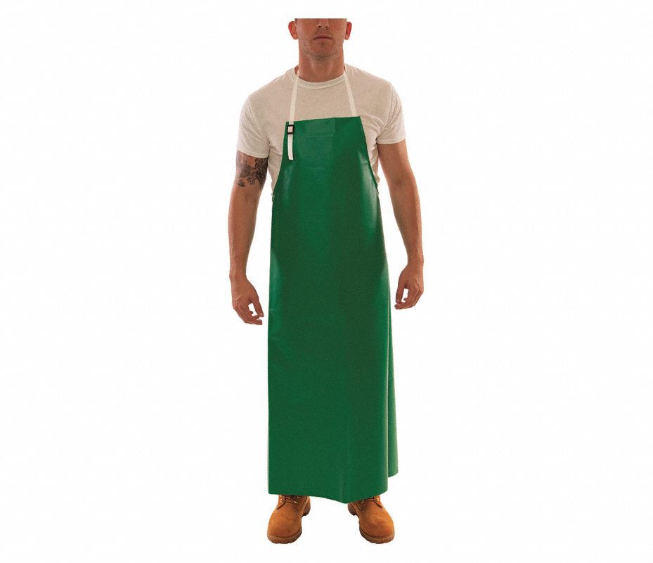 TINGLEY Mandil con Peto , Verde , Longitud 48" , Ancho 36" , Material ...