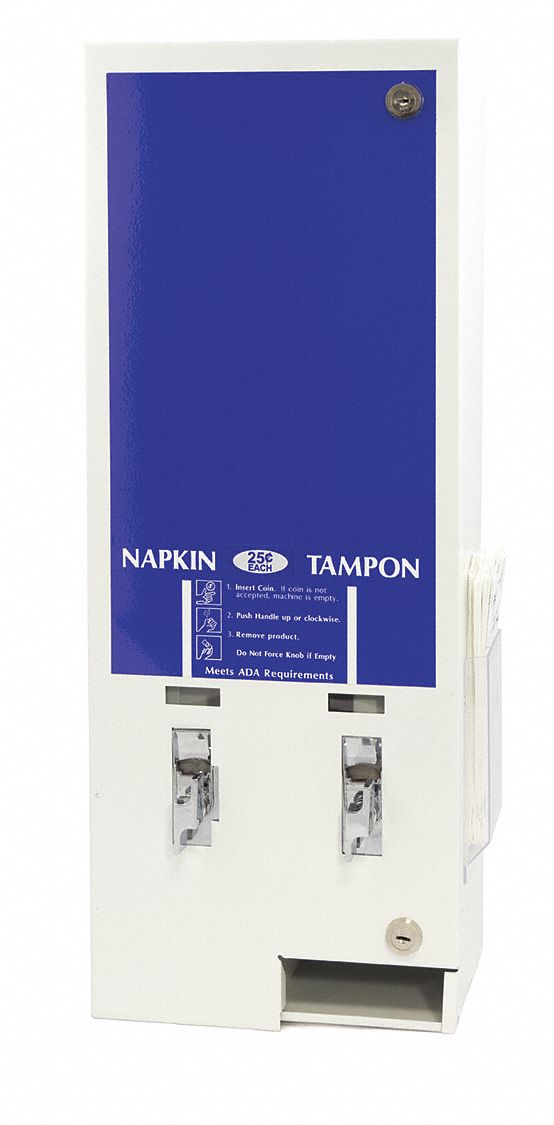 HOSPECO, Single Coin, White, Sanitary Napkin and Tampon Dispenser ...