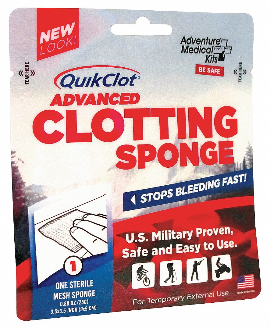 QUIKCLOT Advanced Clotting Sponge, Plastic Pouch, Non-Sterile - 9AGH2 ...
