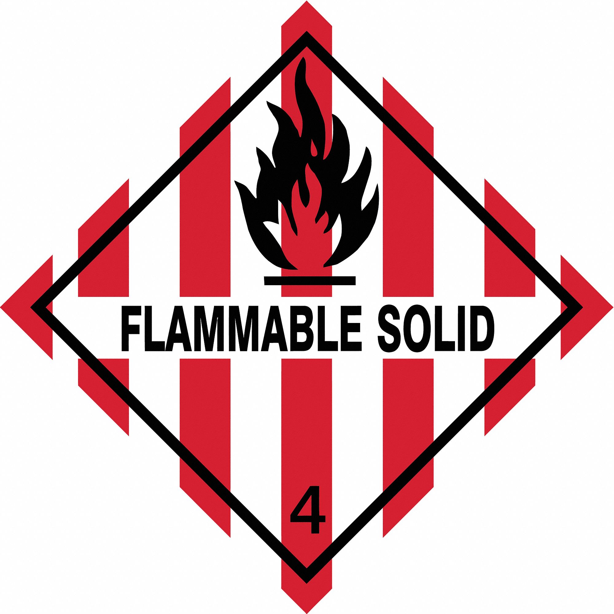 Flammable Solid, 4 in x 4 in, DOT Container Label - 9KFR6|9KFR6 - Grainger