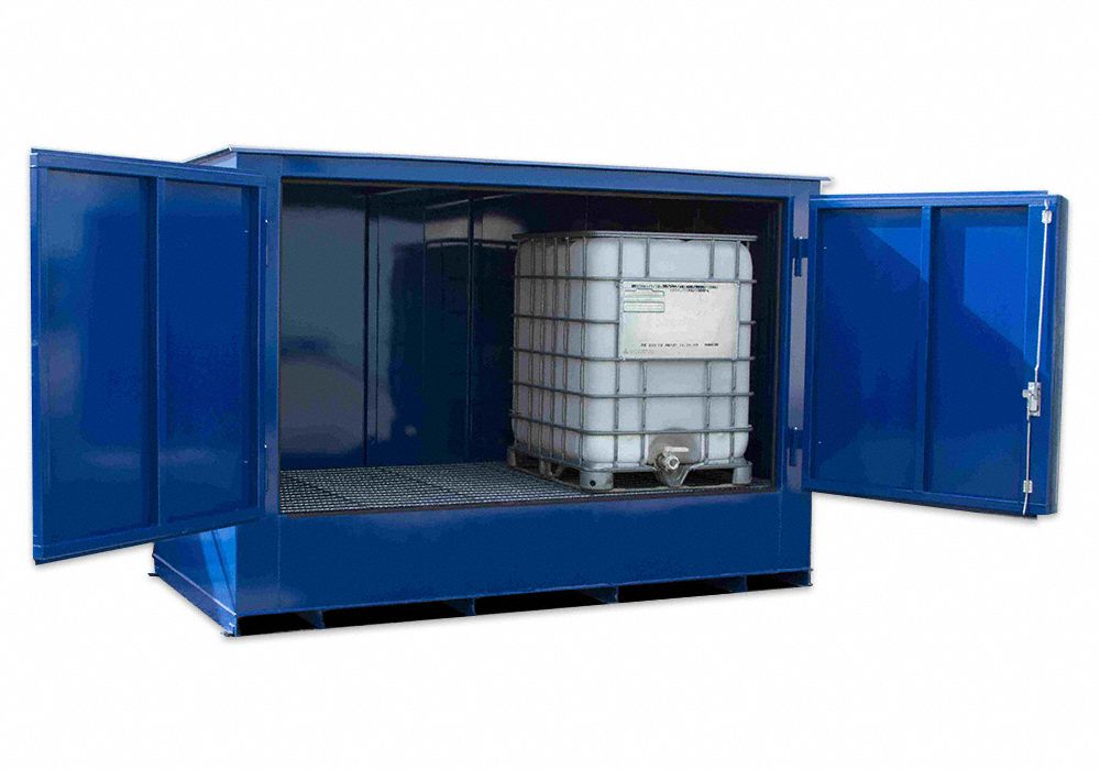 DENIOS Hazmat Safety Locker: IBC Totes, Vertical, 2 Drum Capacity, 2 ...