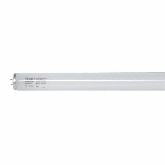 SHAT-R-SHIELD Linear Fluorescent Bulb: 8 ft Nominal Lg, T8, Single Pin ...