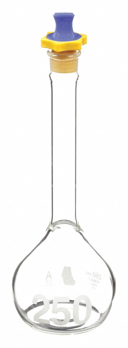 Borosilicate Glass, 250 mL Capacity - mL, Volumetric Flask - 9AUL3 ...