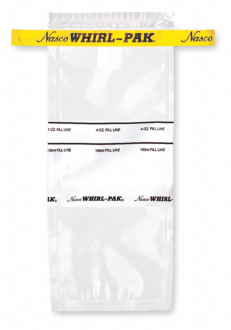 Sampling Bag, 7 1/4 in Length, 3 in Width, 4 oz Capacity, 2-1/4 mil ...