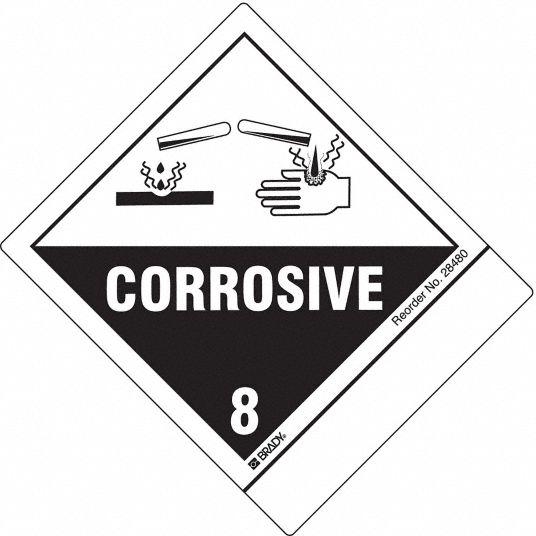 BRADY, Corrosive, 4 in x 4 in, DOT Container Label - 9CG34|28480LS ...