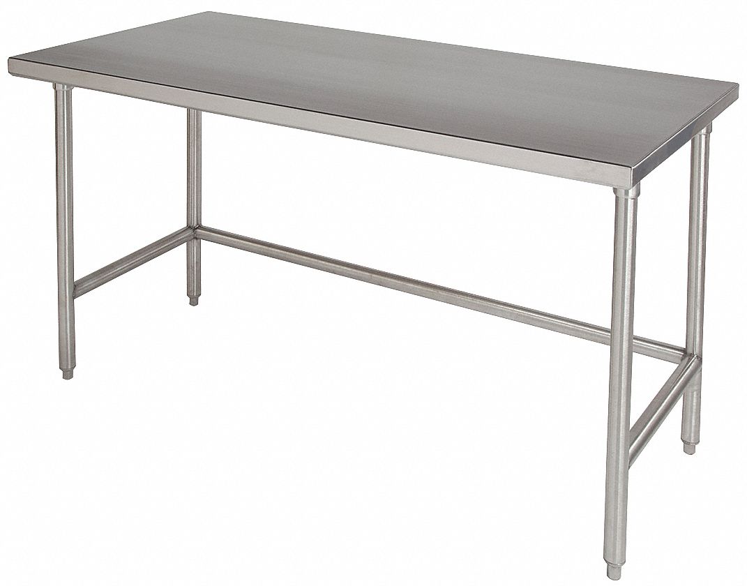 Fixed Height Work Table, Stainless Steel, 30 in Depth, 36 in Height, 48 ...