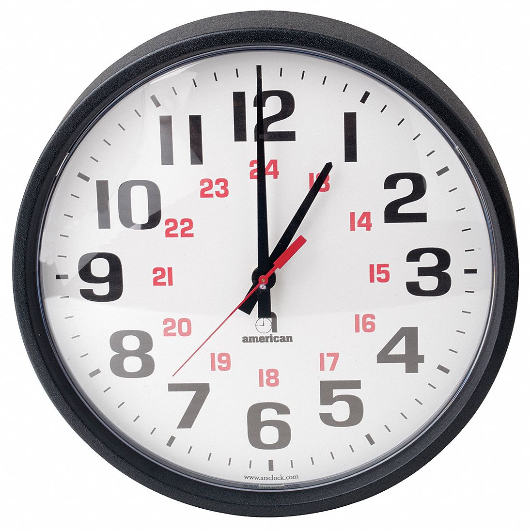 AMERICAN TIME Reloj,Carátula de 24 hr.,Diámetro Total 13-1/8",Plástico ...